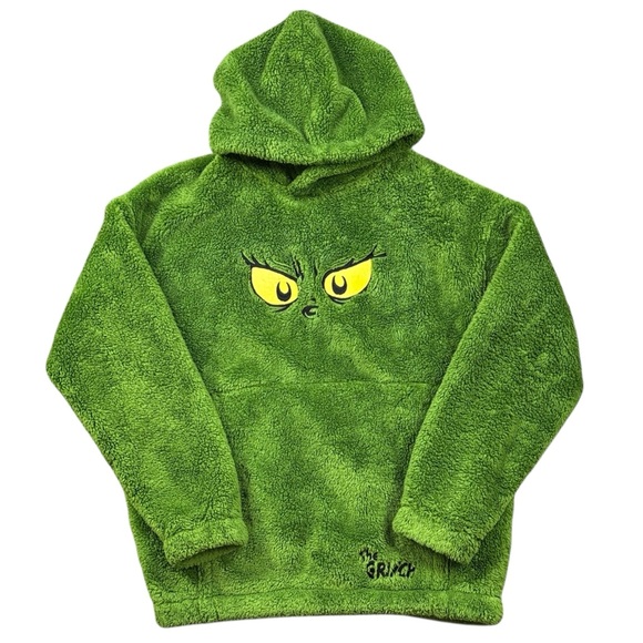 H&M | Shirts & Tops | Hm The Grinch Green Sherpa Hoodie Kids 214 Fleece ...